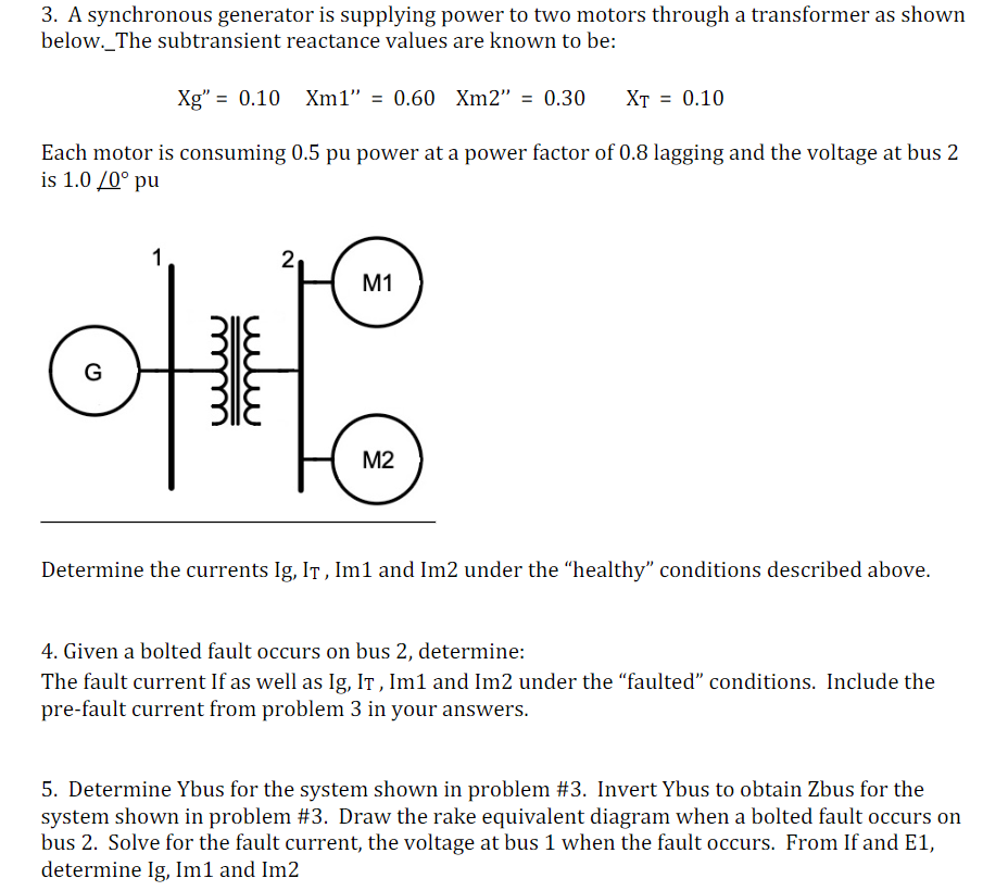 Solved 3. A synchronous generator is supplying power to two | Chegg.com