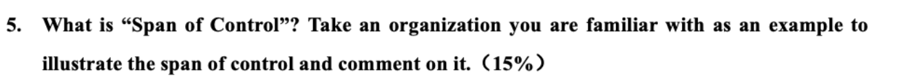 Solved 5. What is “Span of Control”? Take an organization | Chegg.com