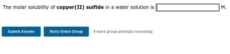 Solved The molar solubility of copper(II) sulfide in a water | Chegg.com