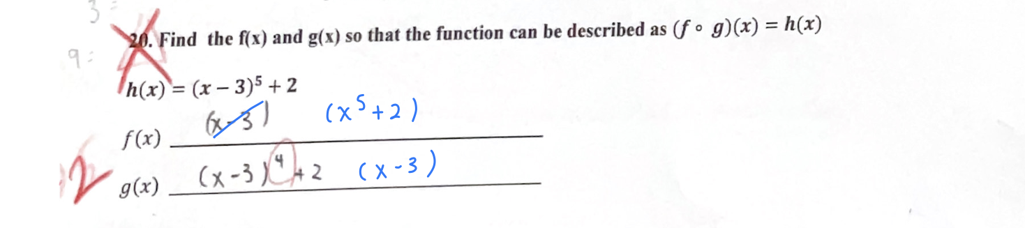 Solved 20. Find the f(x) and g(x) so that the function can | Chegg.com