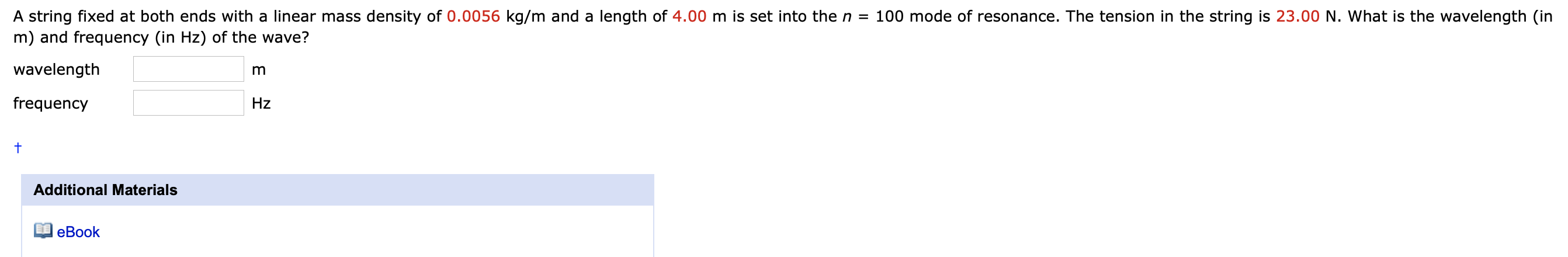 Solved A string fixed at both ends with a linear mass | Chegg.com
