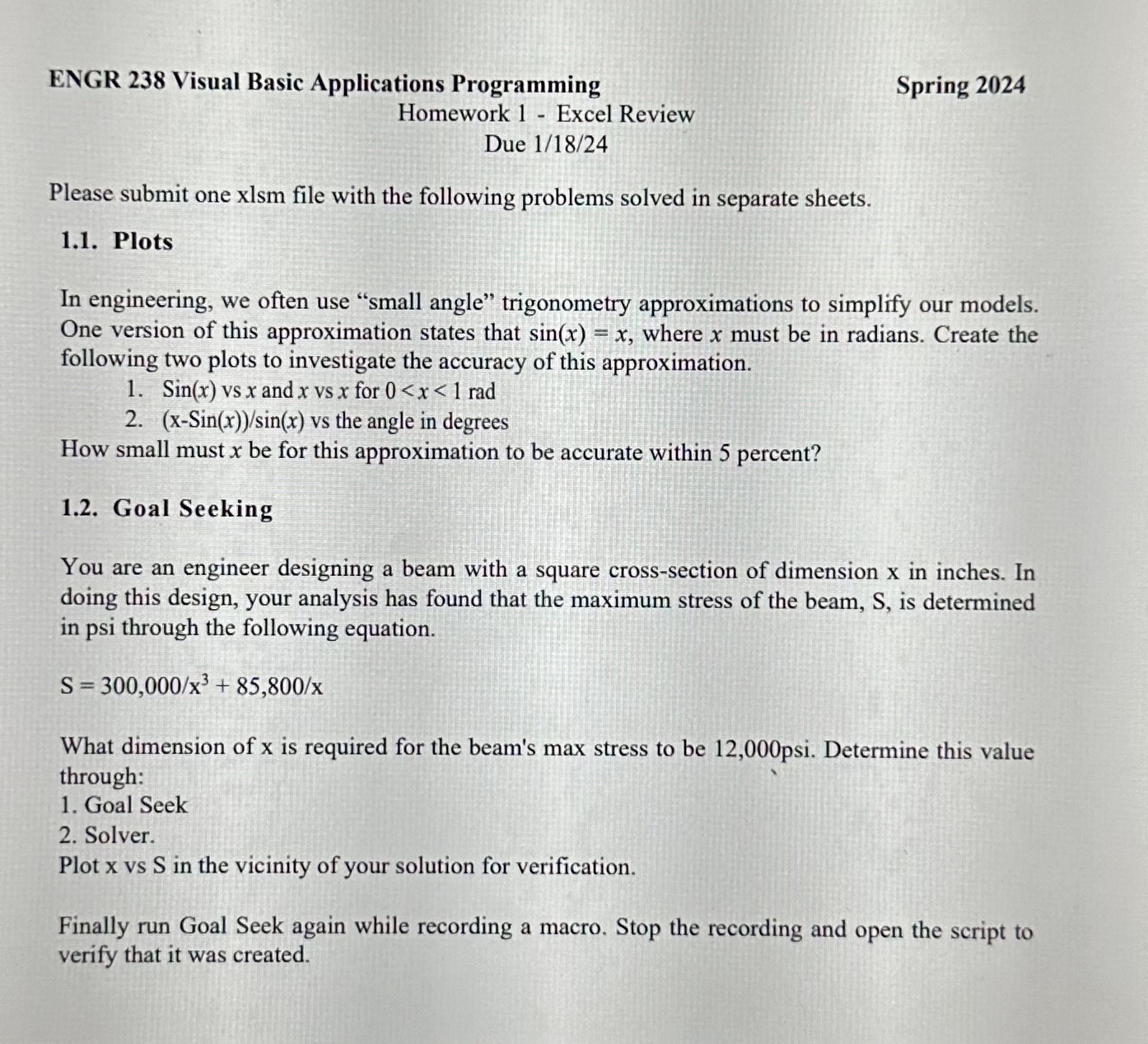 Solved ENGR 238 ﻿Visual Basic Applications ProgrammingSpring | Chegg.com