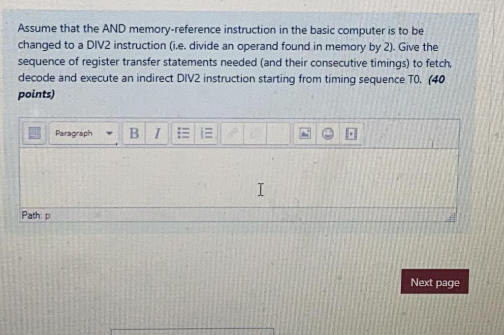 Solved Assume that the AND memory-reference instruction in | Chegg.com