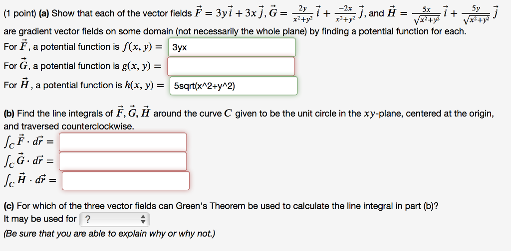 Solved ( poin) (a) Show that each of the vector fields F 3yi | Chegg.com