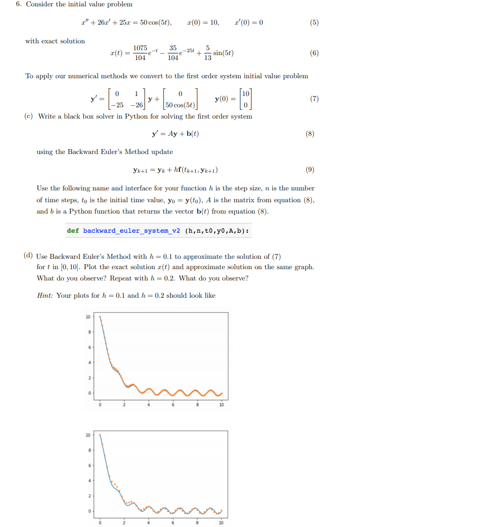 Solved 6. Consider the initial value problem 2" +262 +252 = | Chegg.com
