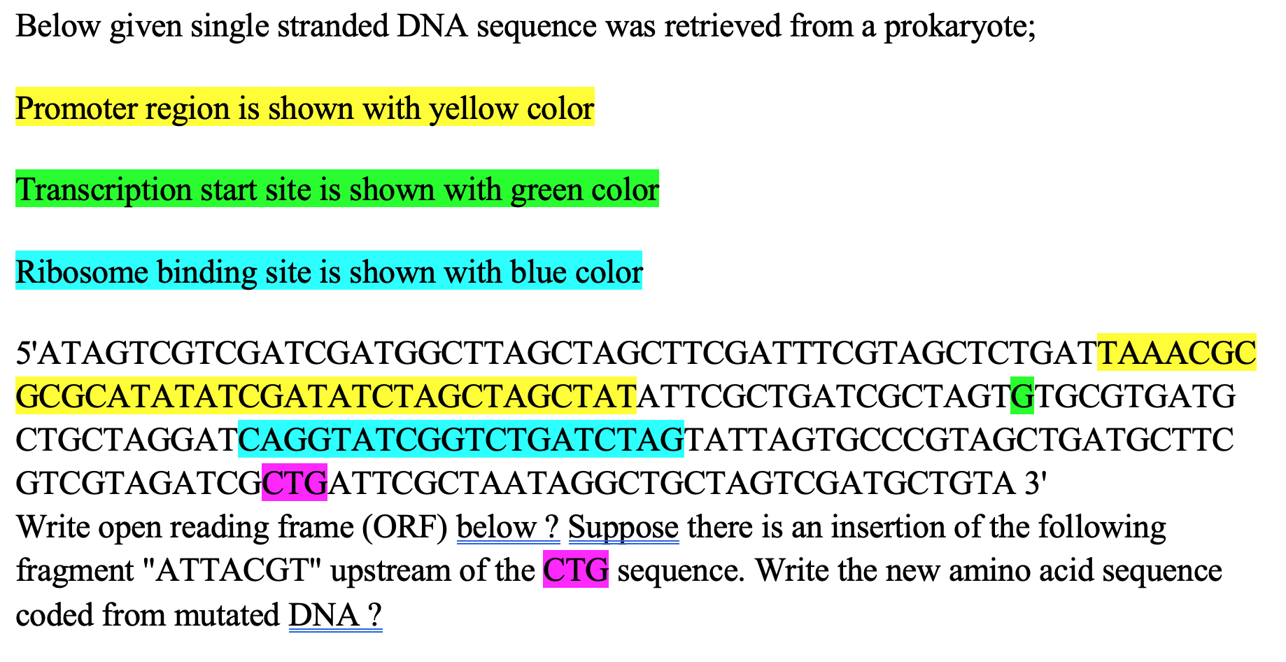 Solved Below given single stranded DNA sequence was | Chegg.com