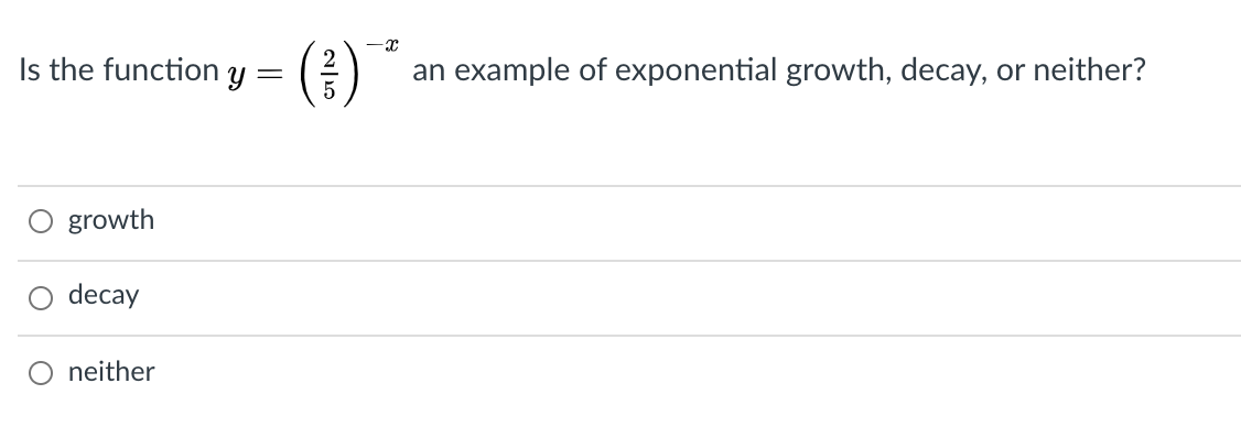 Solved -20 Is the function y = an example of exponential | Chegg.com