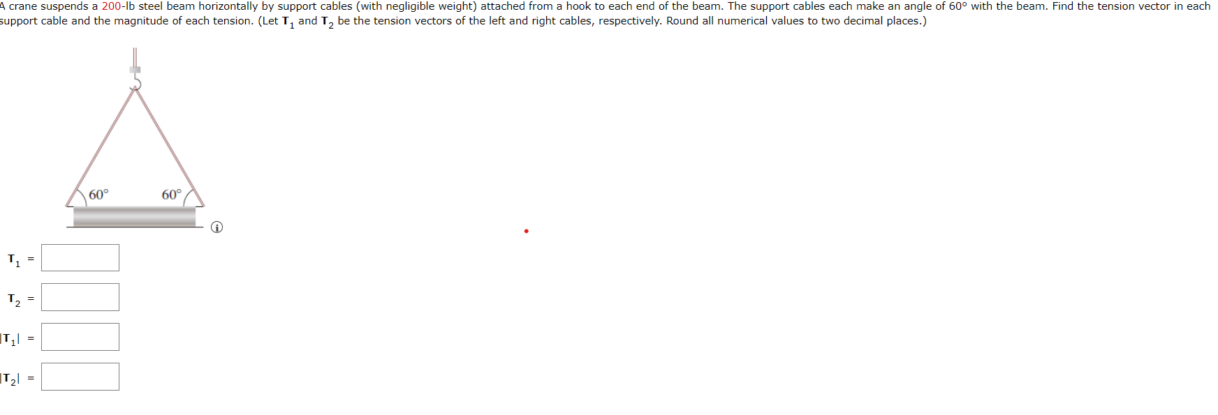 Solved support cable and the magnitude of each tension. (Let | Chegg.com