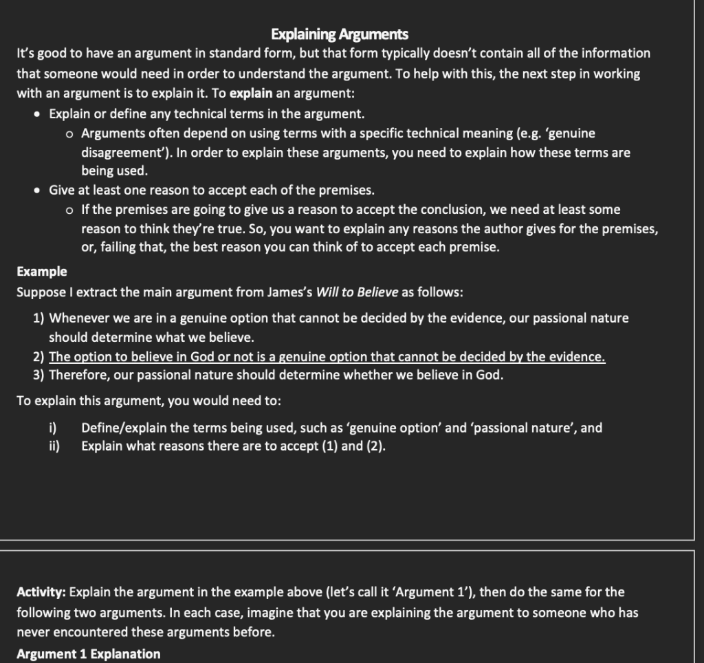 Explaining Arguments It's good to have an argument in | Chegg.com