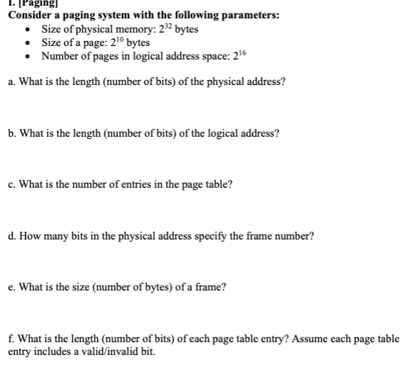 Solved [Paging] Consider a paging system with the following | Chegg.com