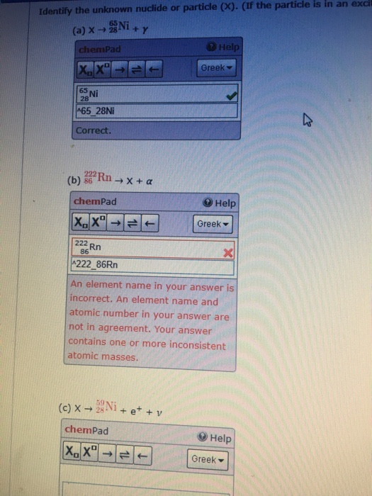 Solved Identify the unknown nuclide or particle (x). (If the | Chegg.com