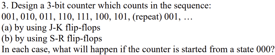Solved 3. ﻿Design a 3-bit counter which counts in the | Chegg.com