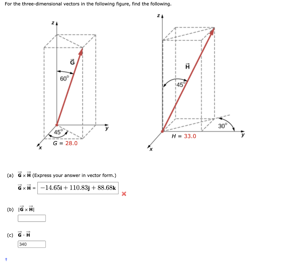 Solved For the three-dimensional vectors in the following | Chegg.com