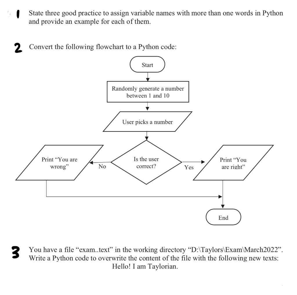 Solved 1 State three good practice to assign variable names | Chegg.com
