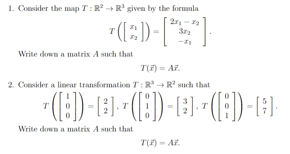 Solved 1. Consider the map T:R2→R3 given by the formula | Chegg.com