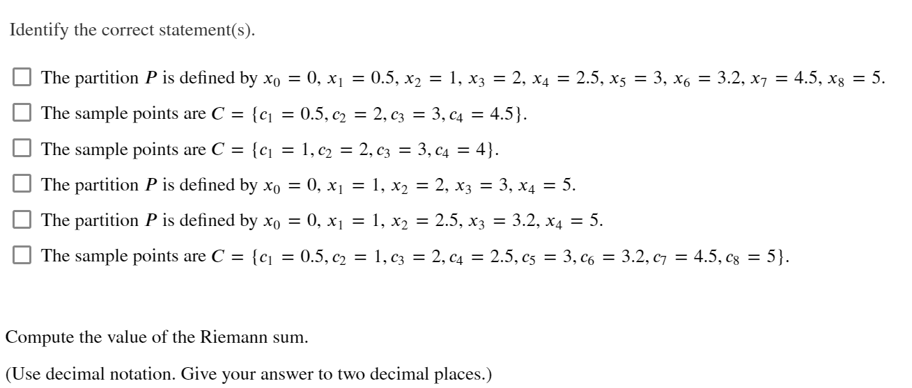 Solved Describe the partition P and the set of sample points | Chegg.com