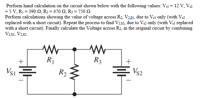 Solved Perform hand calculation on the circuit shown below | Chegg.com