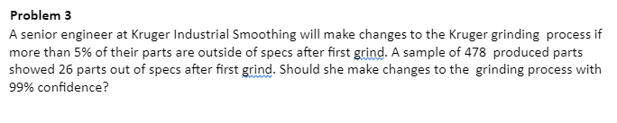 Solved Problem 3 A senior engineer at Kruger Industrial | Chegg.com