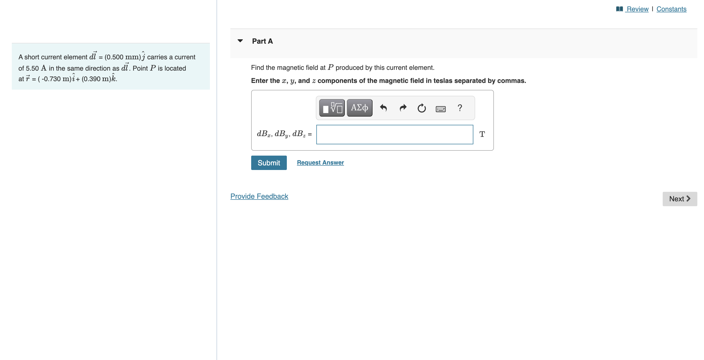 Solved n. Review I Constants A short current element | Chegg.com