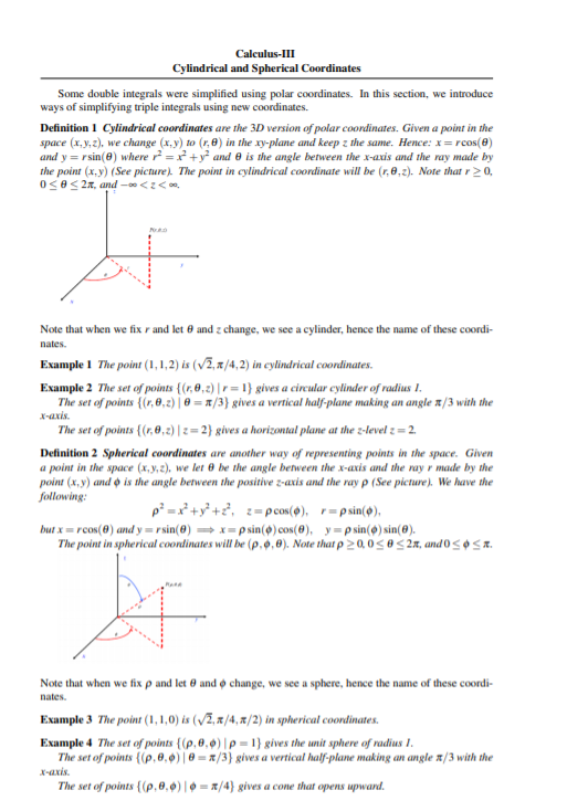 Solved Calculus-III Cylindrical and Spherical Coordinates | Chegg.com