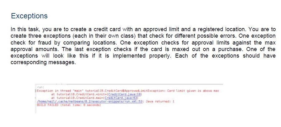 Solved The objective of this program is to create and throw | Chegg.com