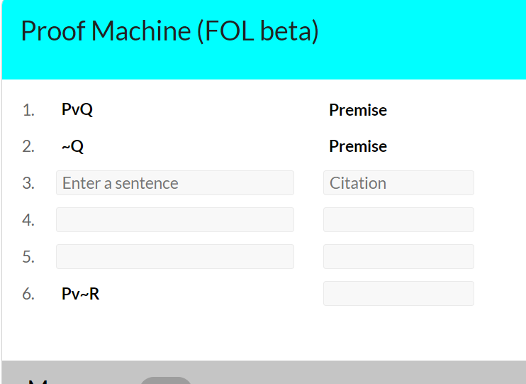 Solved Proof Machine (FOL beta)1. ﻿PvQPremise2. \( \sim | Chegg.com