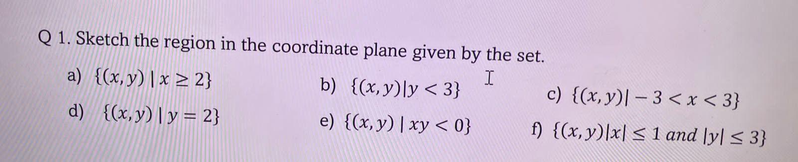 Solved Q 1. Sketch the region in the coordinate plane given | Chegg.com