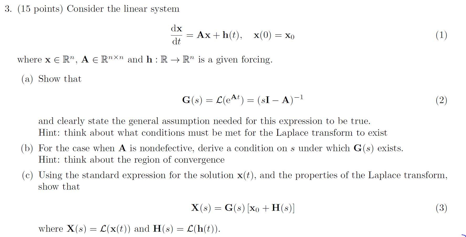 3. (15 points) Consider the linear system | Chegg.com
