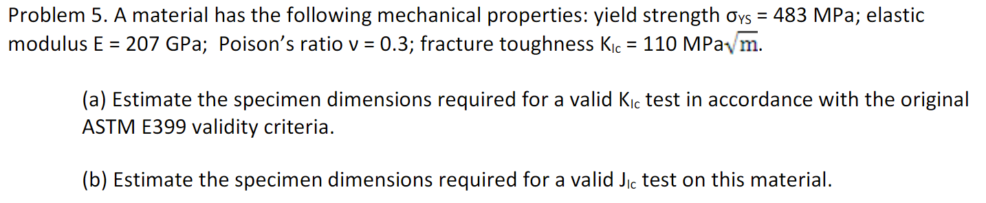 Solved Problem 5. A material has the following mechanical | Chegg.com