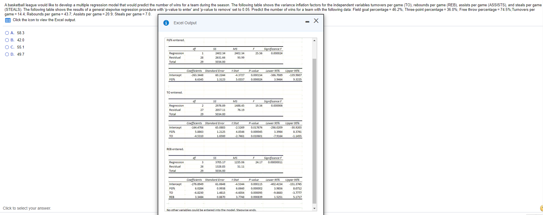 Solved A basketball league would like to develop a multiple | Chegg.com