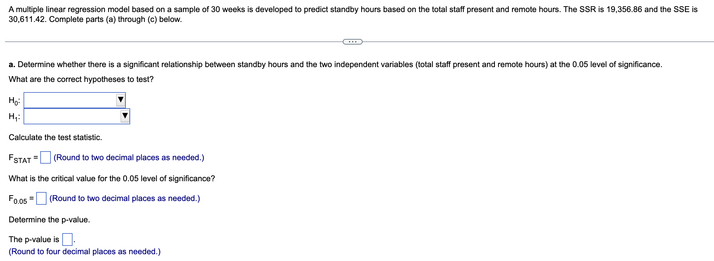 Solved A multiple linear regression model based on a sample | Chegg.com