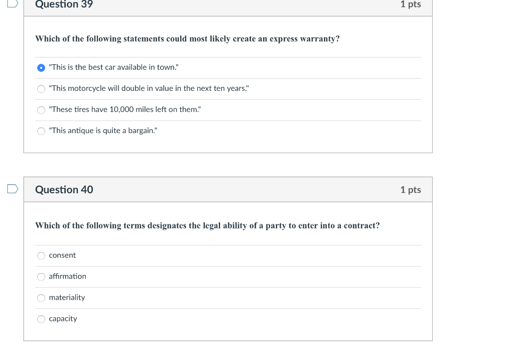 Solved Question 39 1 pts Which of the following statements | Chegg.com