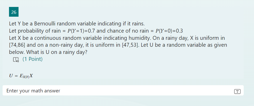 Solved 26Let Y ﻿be a Bernoulli random variable indicating if | Chegg.com