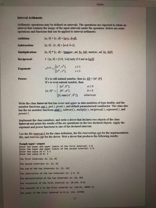 Solved Styles Interval Arithmetic Arithmetic operations may | Chegg.com