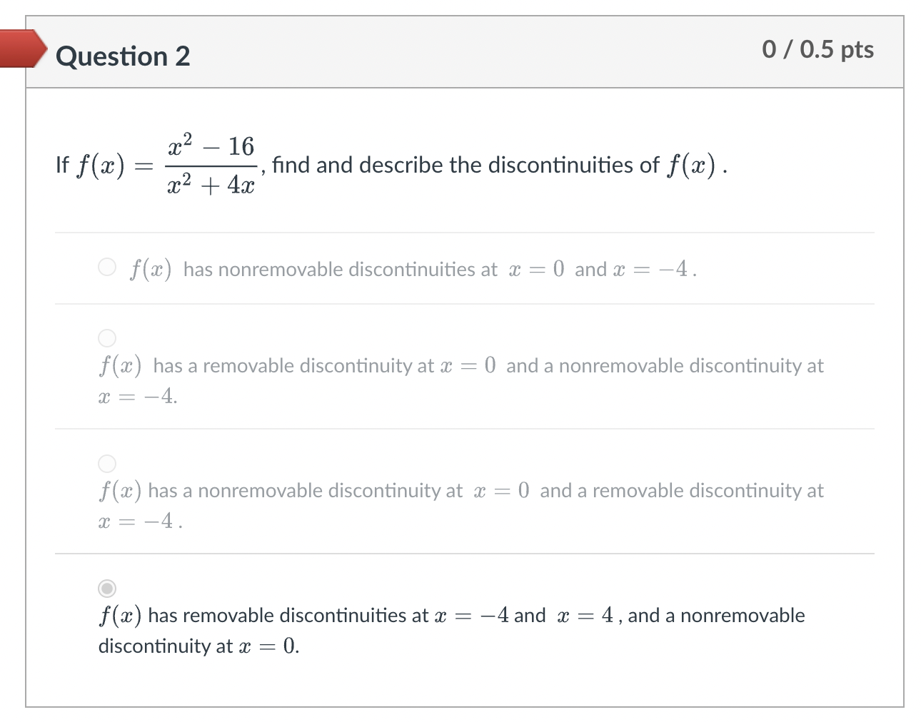 Solved If f(x)=x2+4xx2−16, find and describe the | Chegg.com