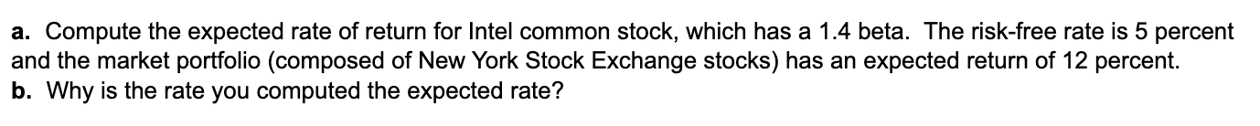 (CAPM and expected returns) a. Given the following | Chegg.com
