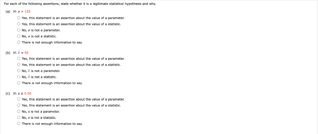 Solved For each of the following assertions, state whether | Chegg.com