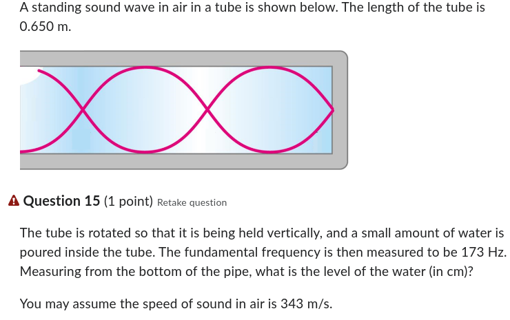 Solved A standing sound wave in air in a tube is shown | Chegg.com