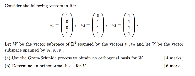 Solved Consider the following vectors in R4: 1 --0-0-0 1 Let | Chegg.com