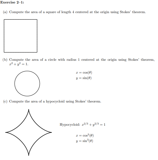 Solved Exercise 2-1:(a) ﻿Compute the area of a square of | Chegg.com