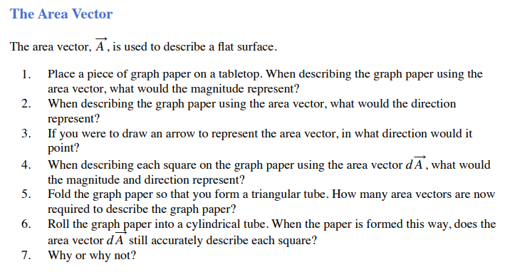 Solved The area vector, A, is used to describe a flat | Chegg.com