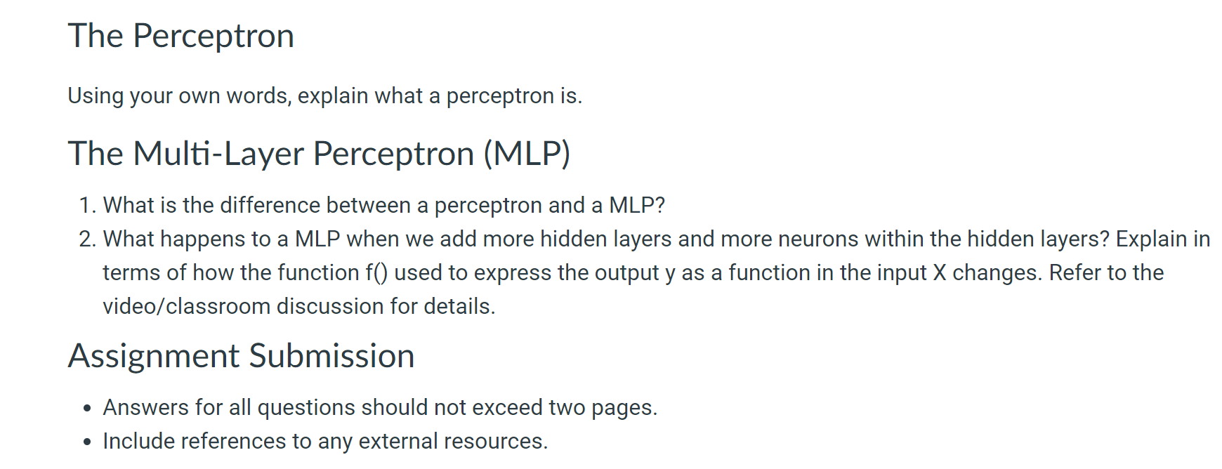 Solved The Perceptron Using your own words, explain what a | Chegg.com