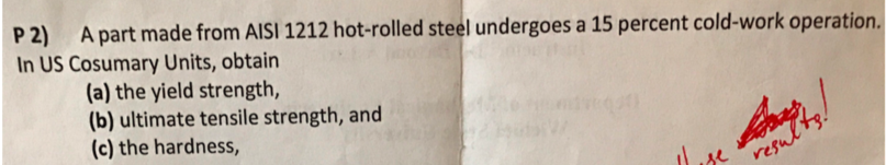 Solved P2) A part made from AISI 1212 hot-rolled steel | Chegg.com