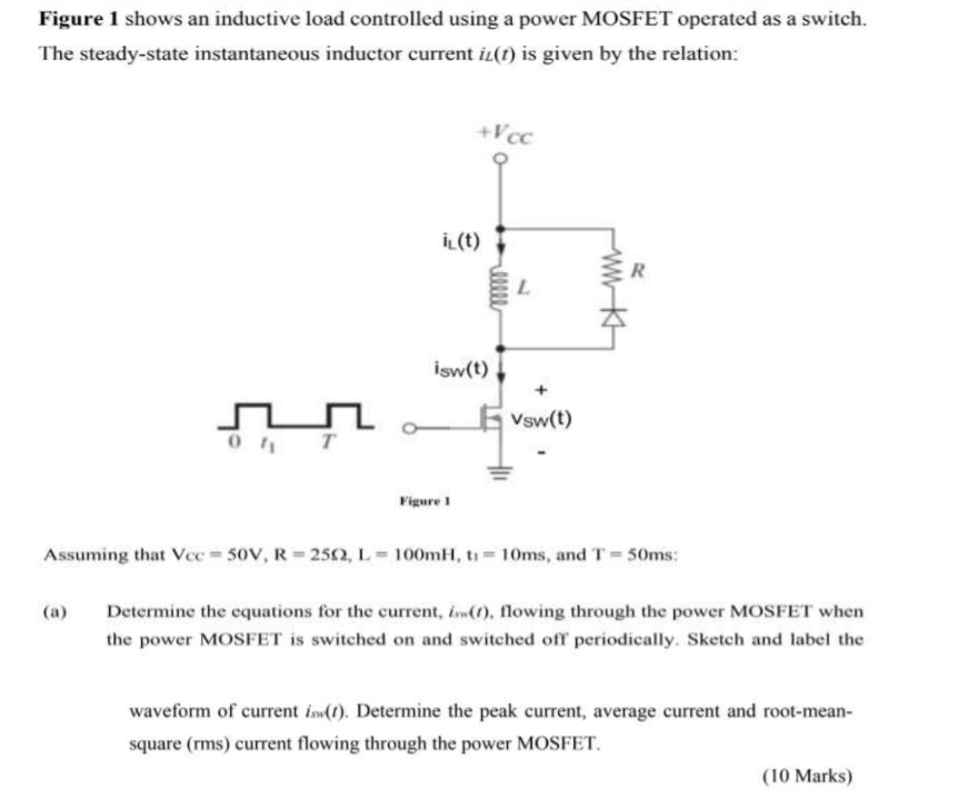 Solved Figure 1 shows an inductive load controlled using a | Chegg.com