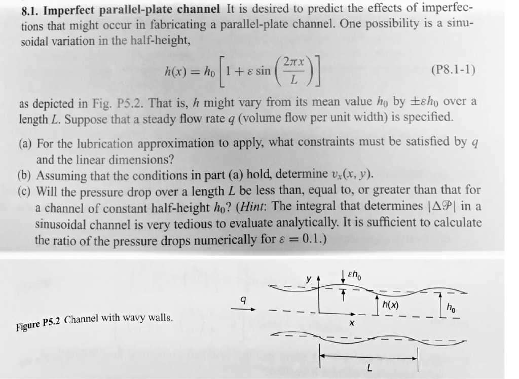 8.1. Imperfect parallel-plate channel It is desired | Chegg.com