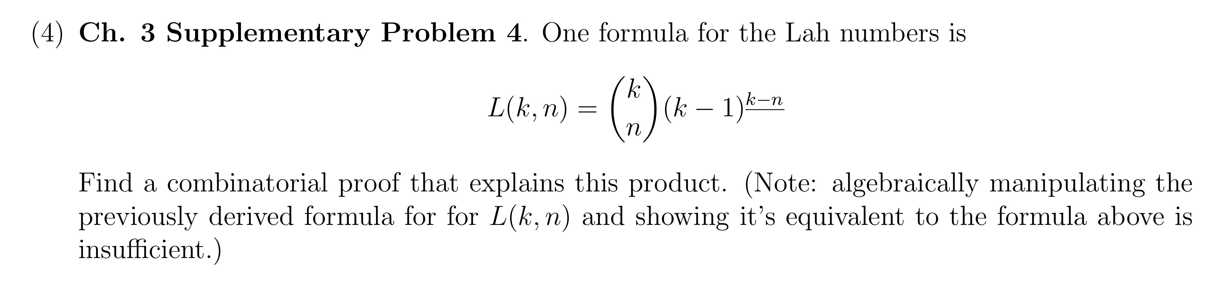 Solved (4) Ch. 3 Supplementary Problem 4. One formula for | Chegg.com