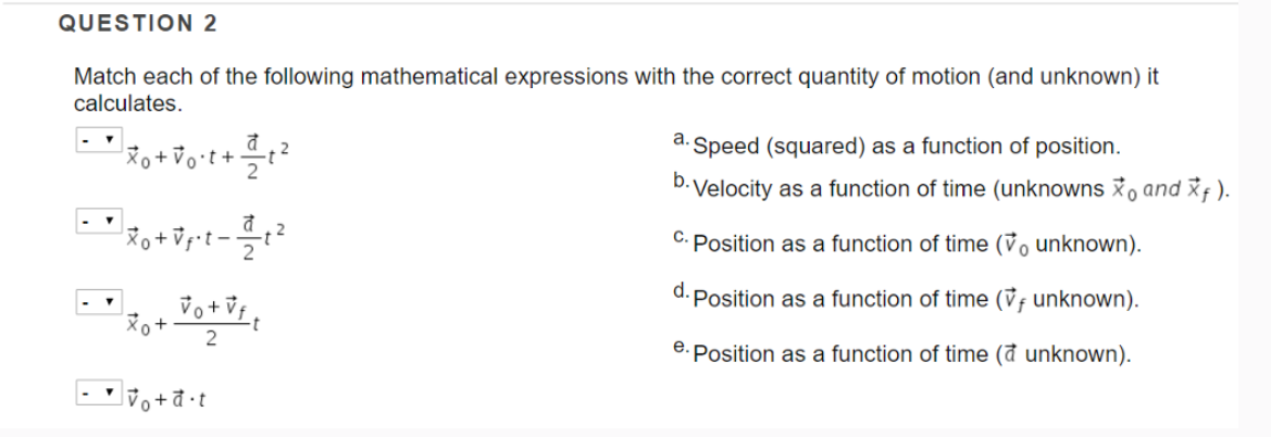 Solved QUESTION 2Match each of the following mathematical | Chegg.com