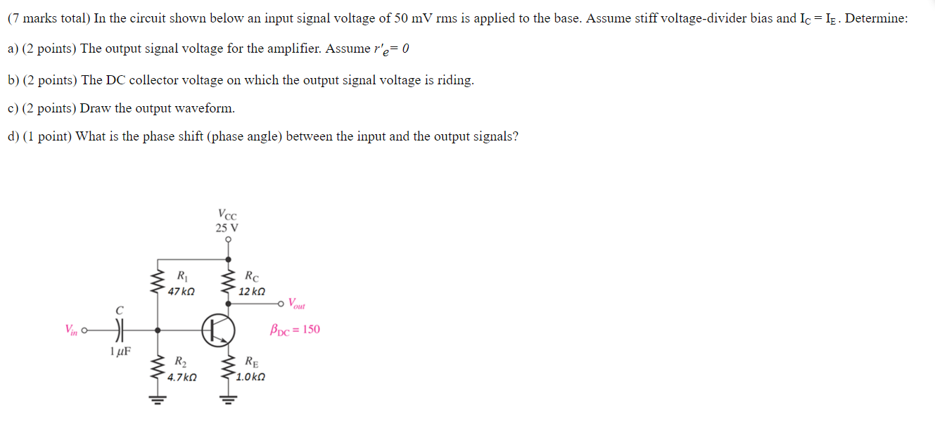 Solved (7 marks total) In the circuit shown below an input | Chegg.com