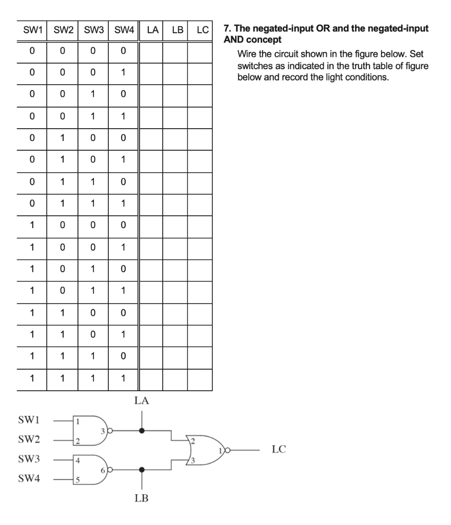 Solved SW1 SW2 SW3 | SW4 LA LB LC 0 0 0 0 7. The | Chegg.com