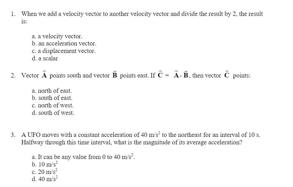 Solved 1. When we add a velocity vector to another velocity | Chegg.com